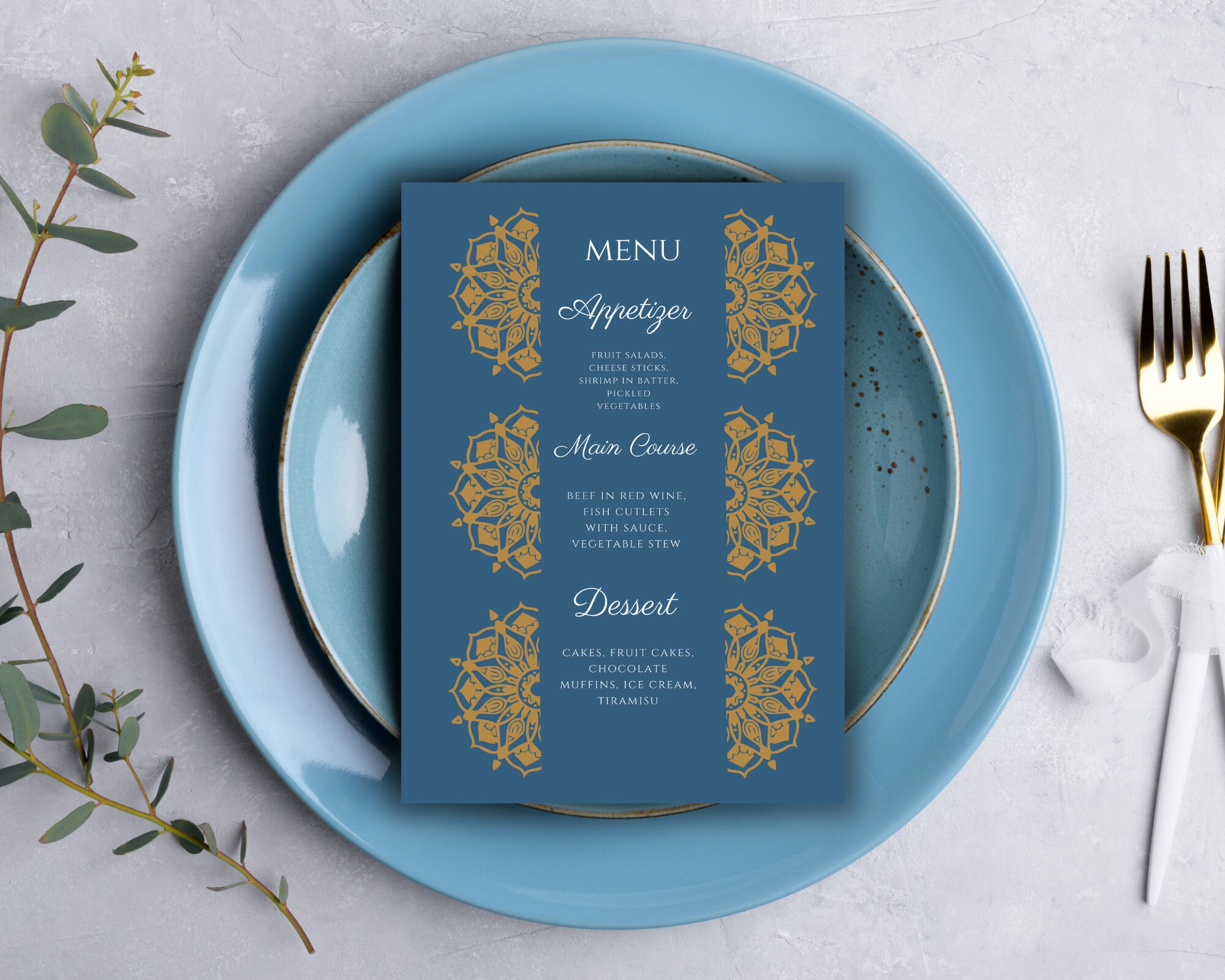 Editable Mandala Menu Card, Printable Menu Card, Digital Menu Card ...