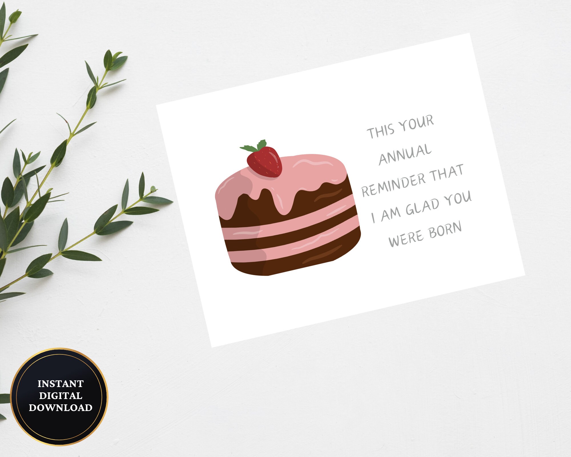 Happy Birthday Reminder Postcard | Digital Download | 5.5 X 4.25 Inches ...