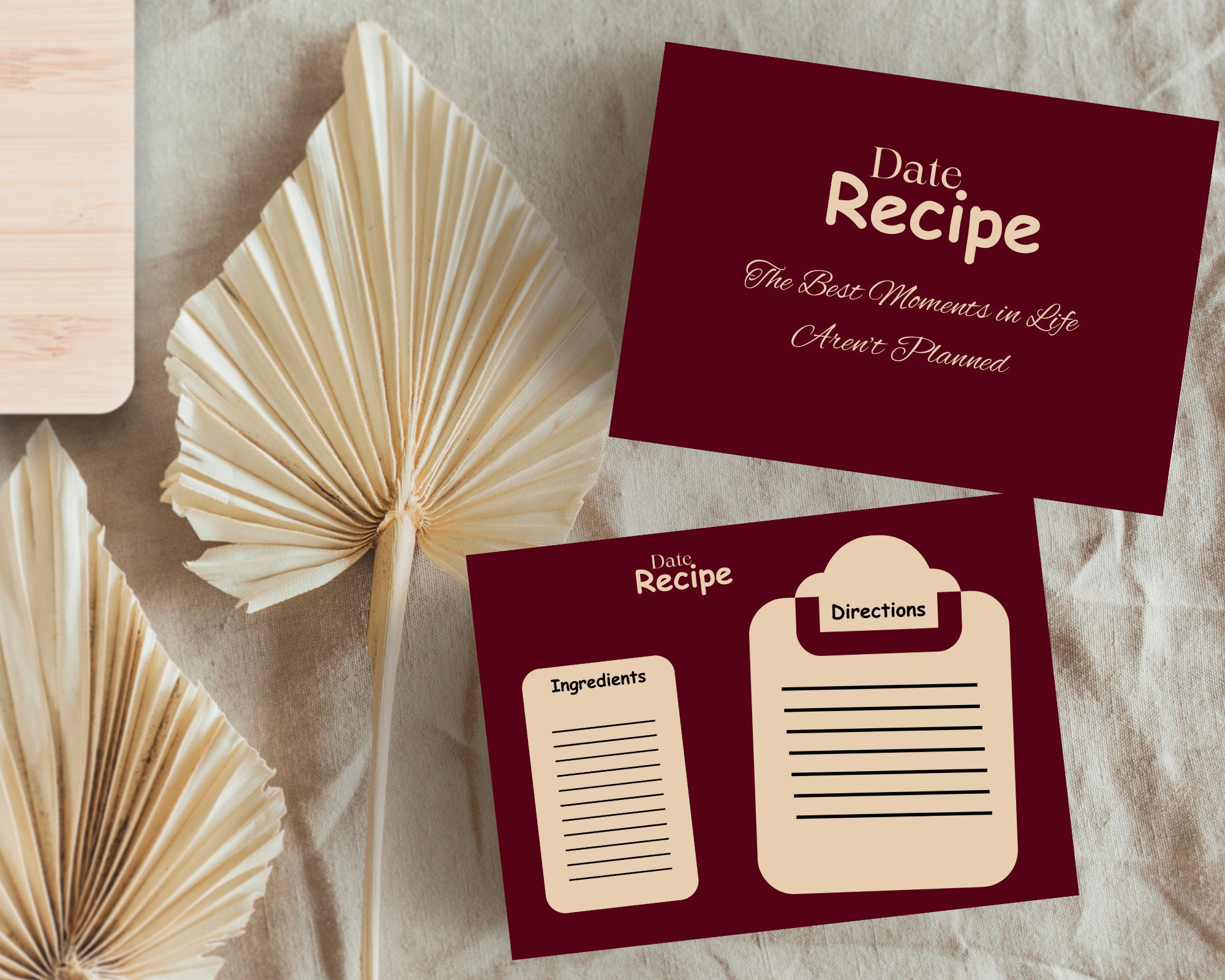 Editable Dinner Date Recipe Card, Printable Recipe Card, Digital Recipe ...