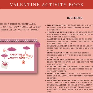 Valentine Kids Activity Book - Editable, 11x8.5 - Big Vs Small, Tracing ...