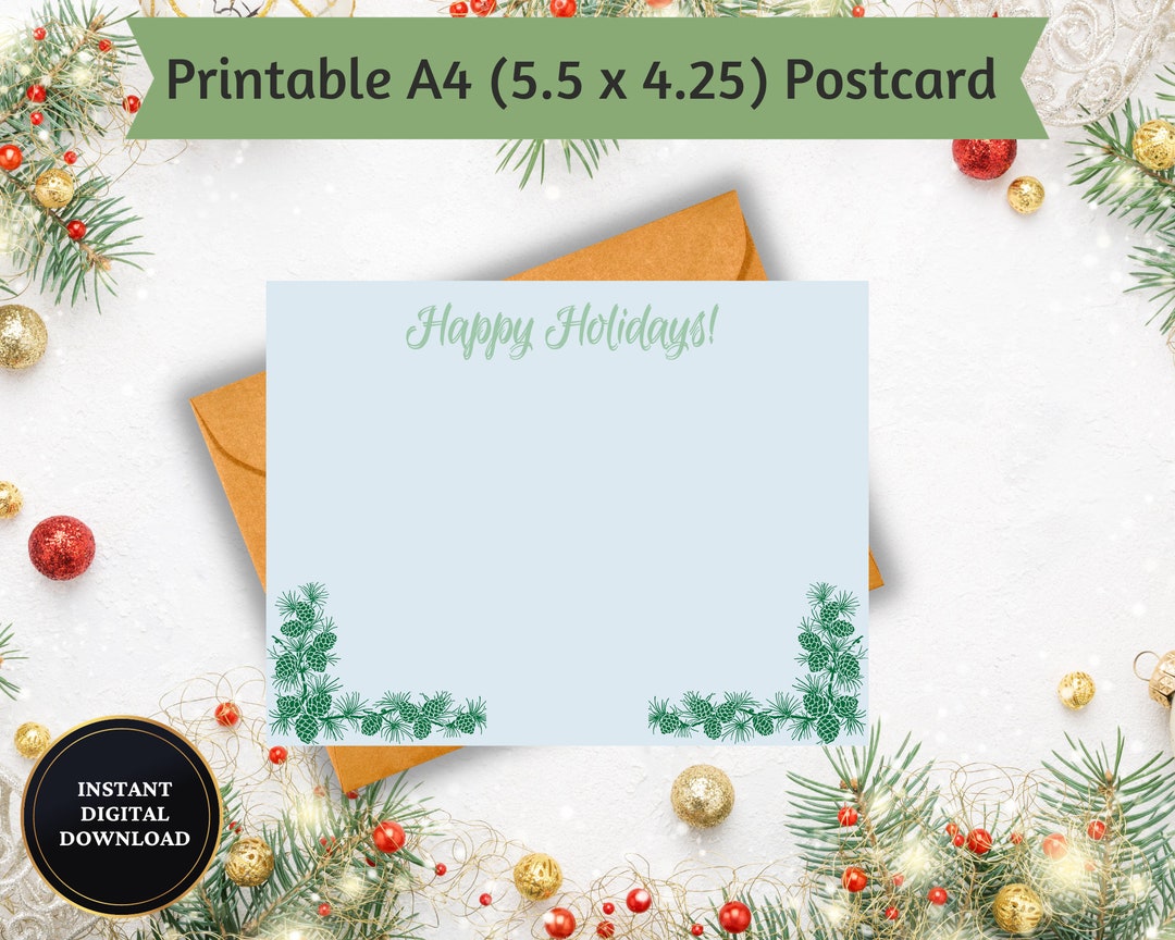 Happy Holidays Blank Note Card, Printable Holiday Note Card, Printable ...