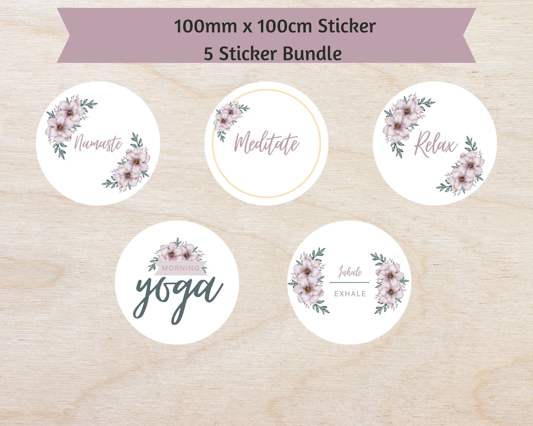 Yoga Sticker Set of 5 | Digital Download | Mindfulness and Meditation ...