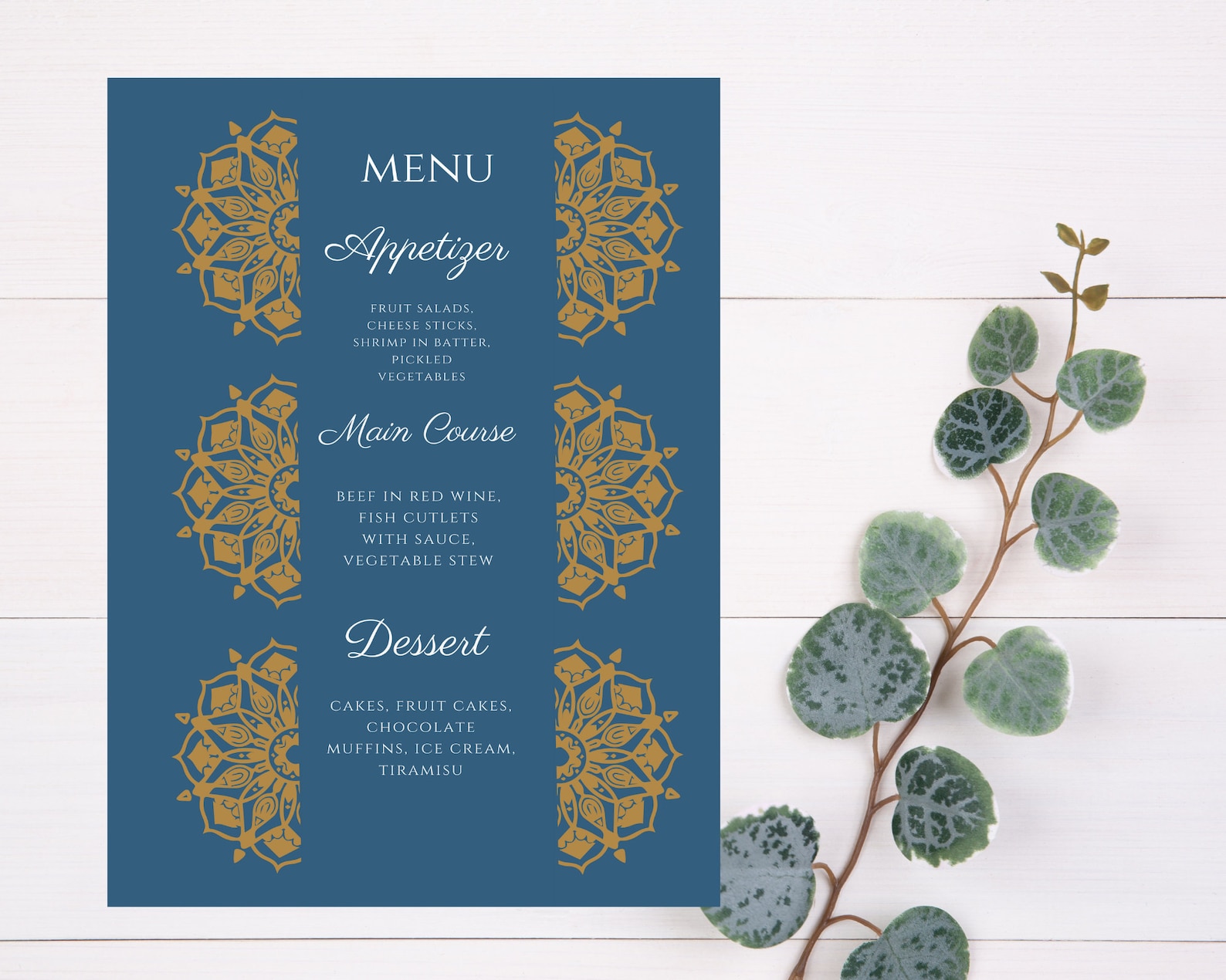 Editable Mandala Menu Card, Printable Menu Card, Digital Menu Card ...