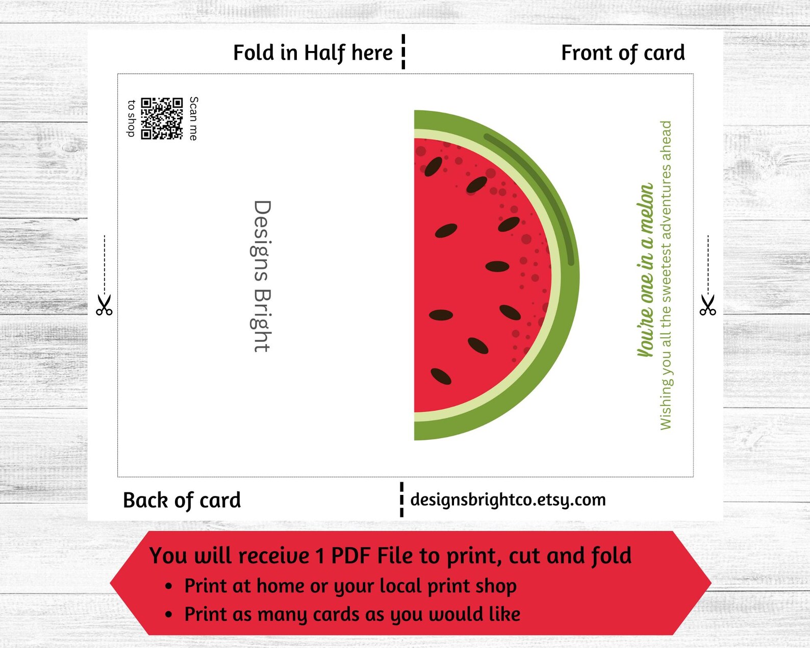 You're One in a Melon Card | Cute Digital Greeting Card | Printable ...
