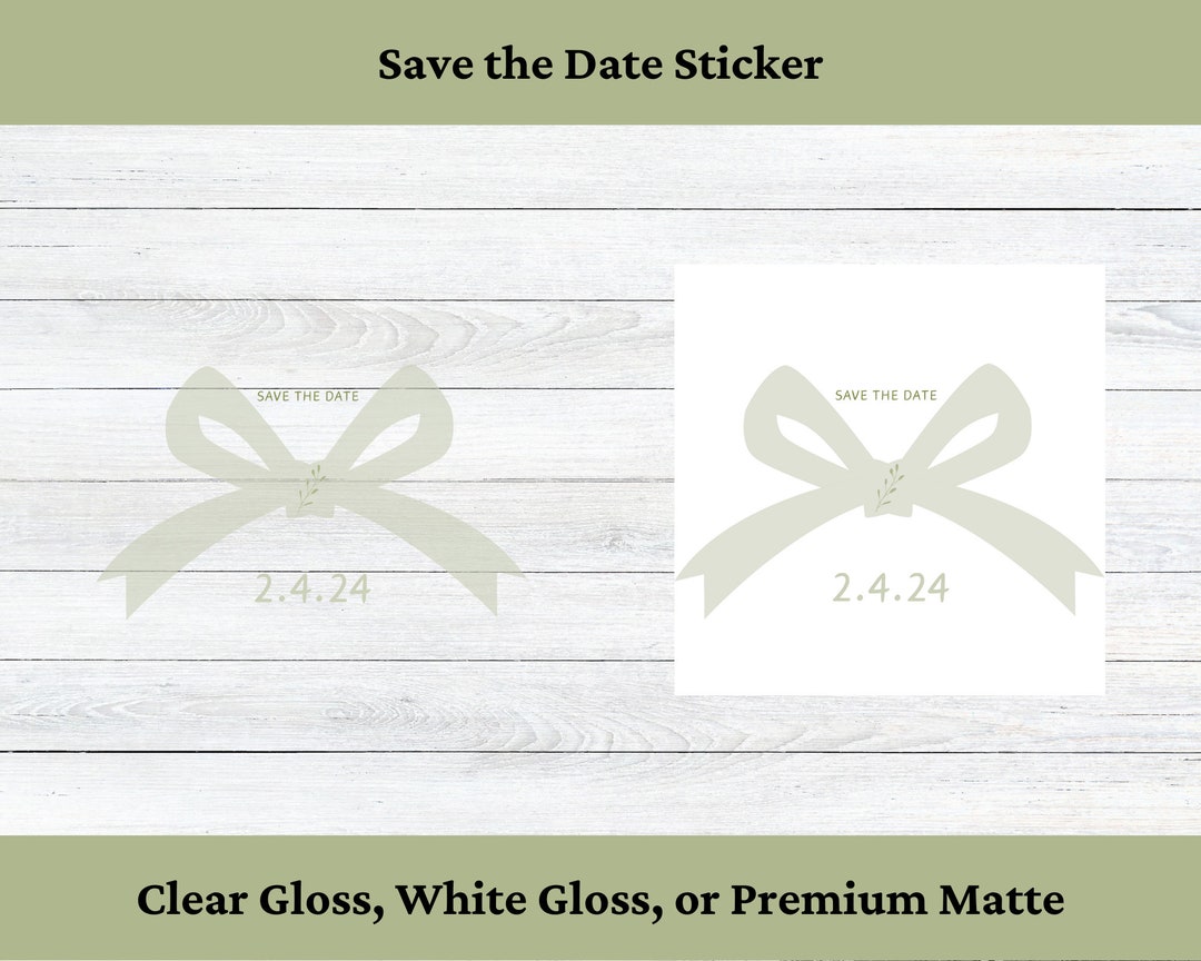 Editable 'save the Date' Wedding Sticker With Ribbon Design - 100mm X ...