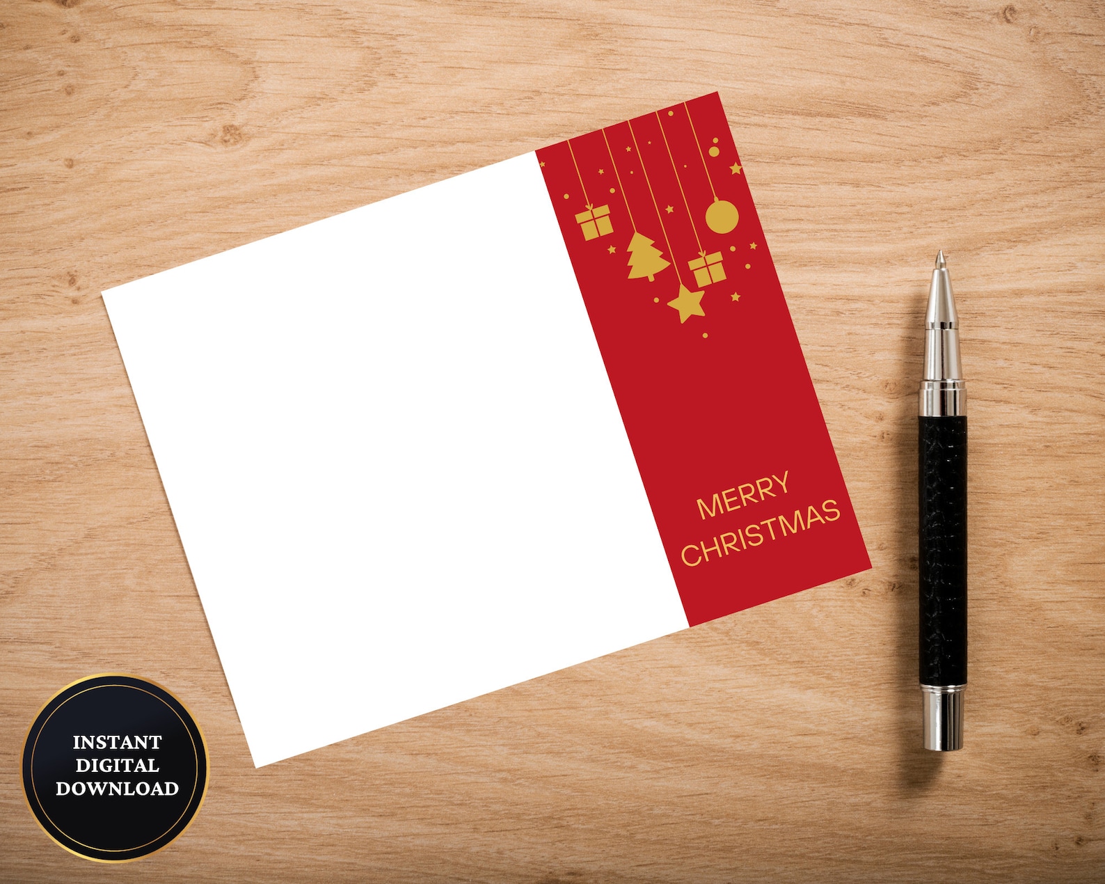 Merry Christmas Blank Note Card, Printable Holiday Note Card, Printable ...