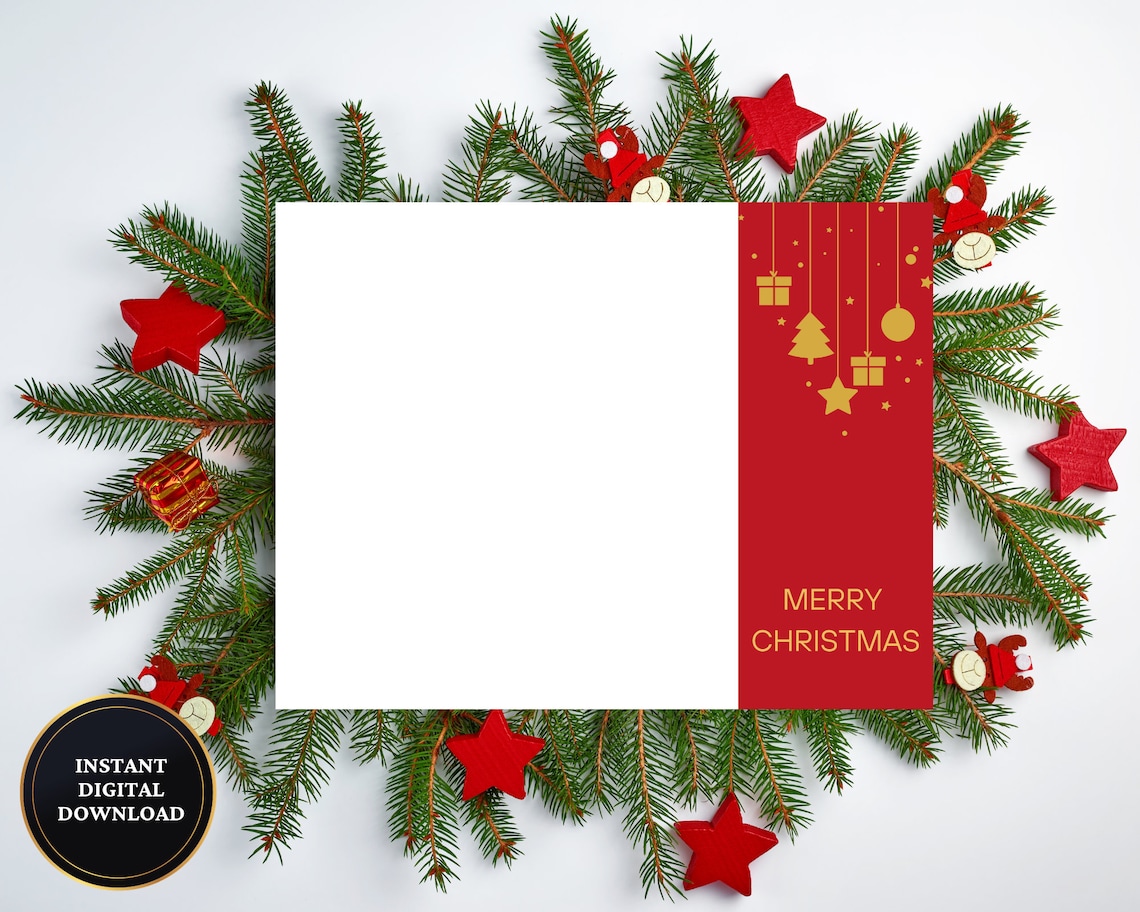 Merry Christmas Blank Note Card, Printable Holiday Note Card, Printable ...