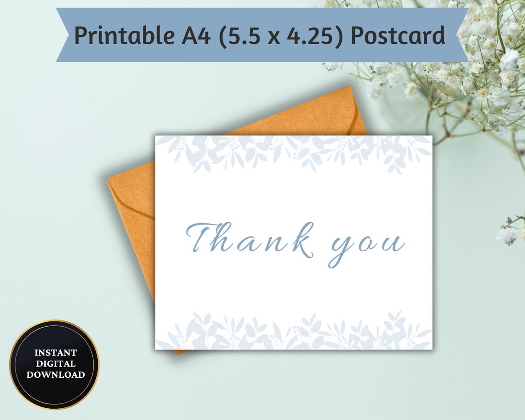 Digital Thank You Postcard | Instant Download | 5.5 X 4.25 Inches ...