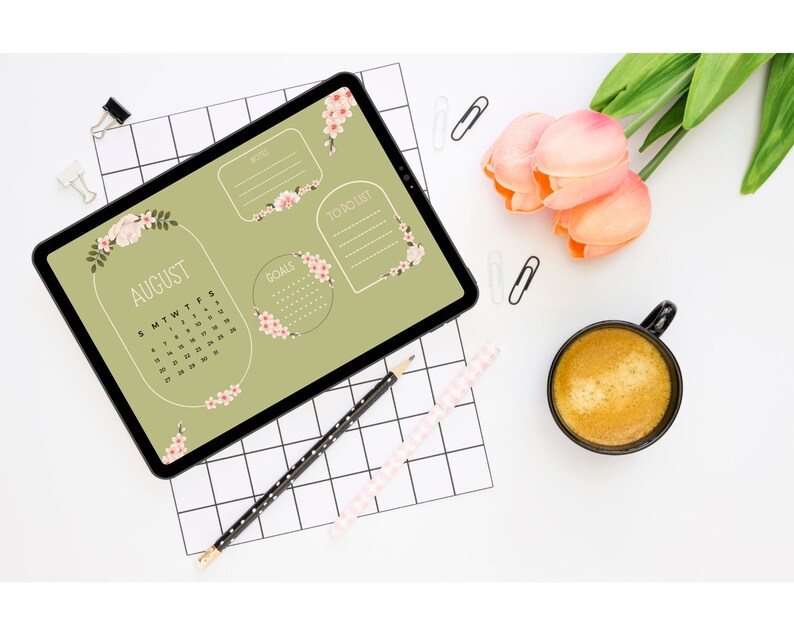 Digital Monthly Planner, Monthly Calendar Template, Digital to Do List ...