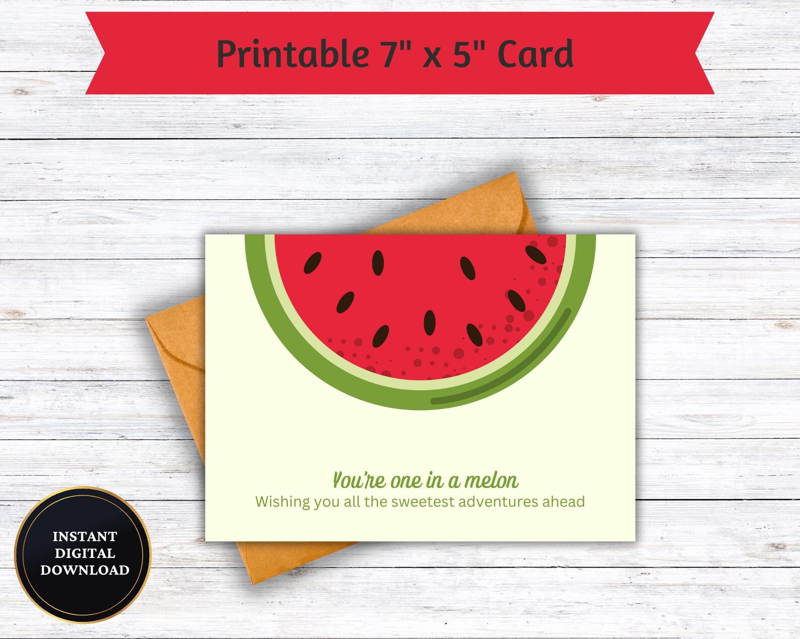 You're One in a Melon Card | Cute Digital Greeting Card | Printable ...