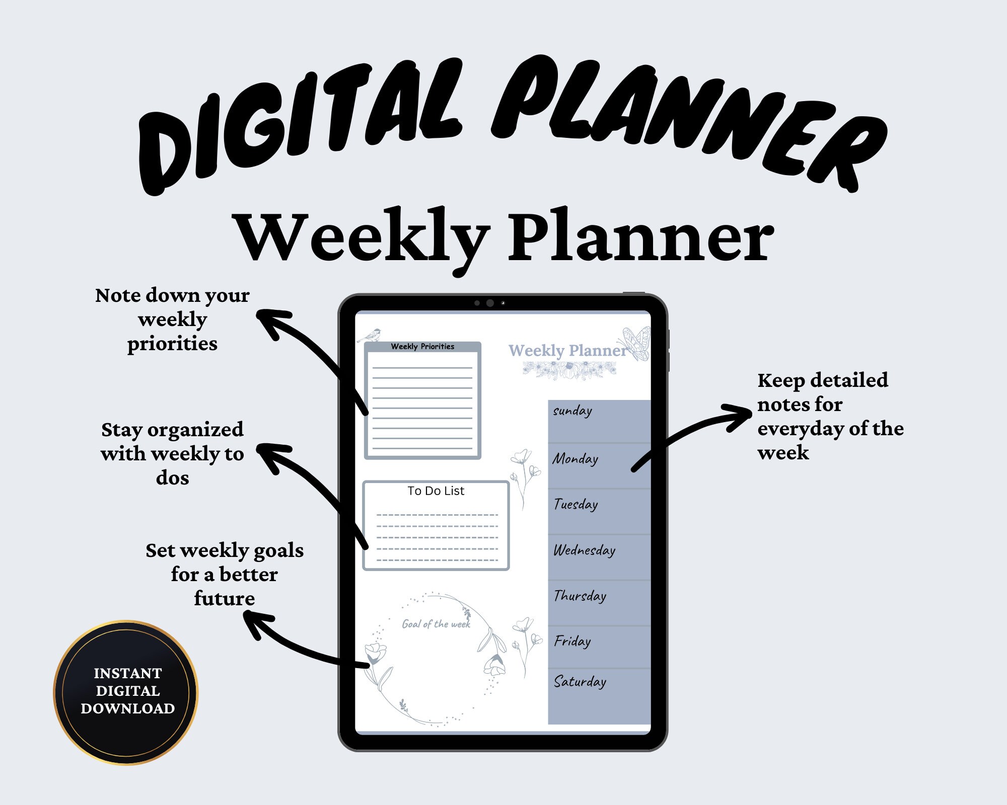 Editable Digital Planner Bundle: Daily, Weekly, Meal Planning & Recipe ...