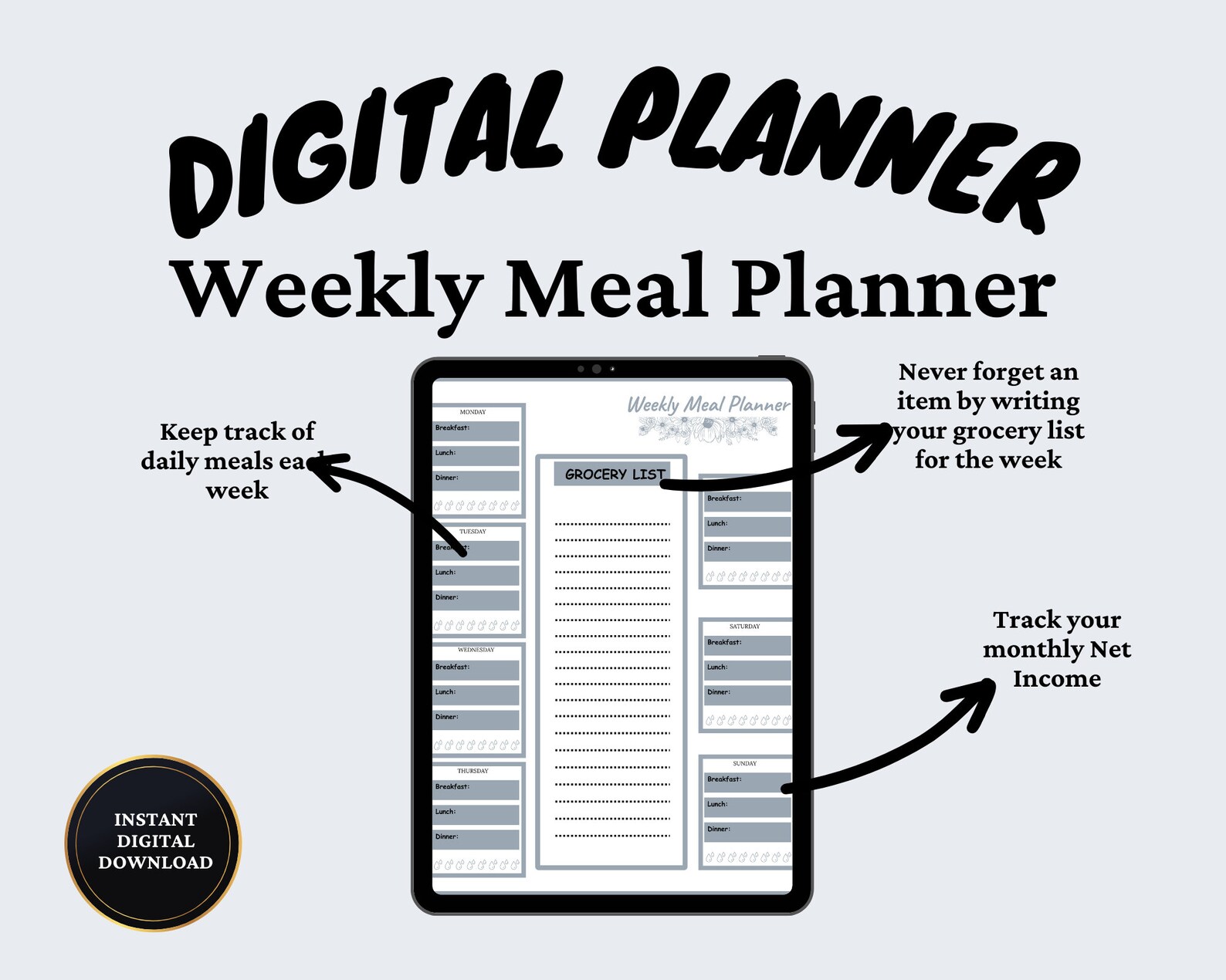 Editable Digital Planner Bundle: Daily, Weekly, Meal Planning & Recipe ...
