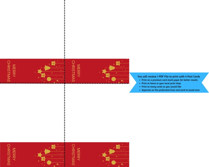 Merry Christmas Blank Note Card, Printable Holiday Note Card, Printable ...