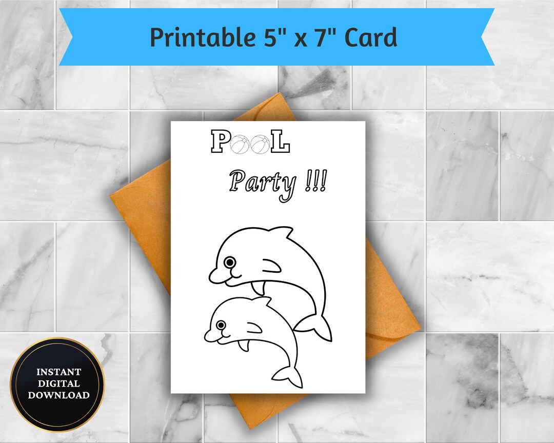 Pool Party Invite, Party Invitation Card, Digital Pool Party Color Me ...