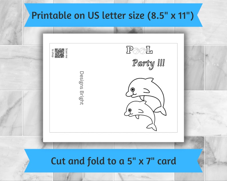 Pool Party Invite, Party Invitation Card, Digital Pool Party Color Me ...