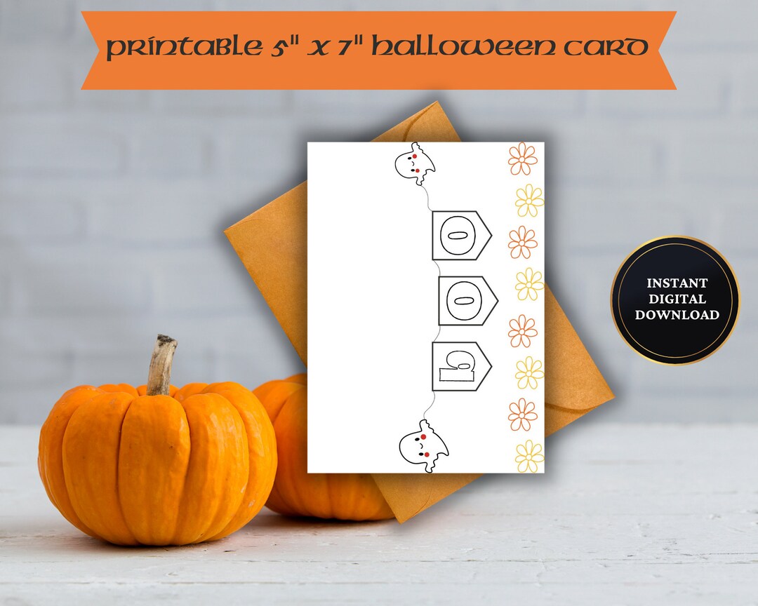 Boo Ghost Halloween Coloring Card: Printable Kids Activity (PDF) - Etsy