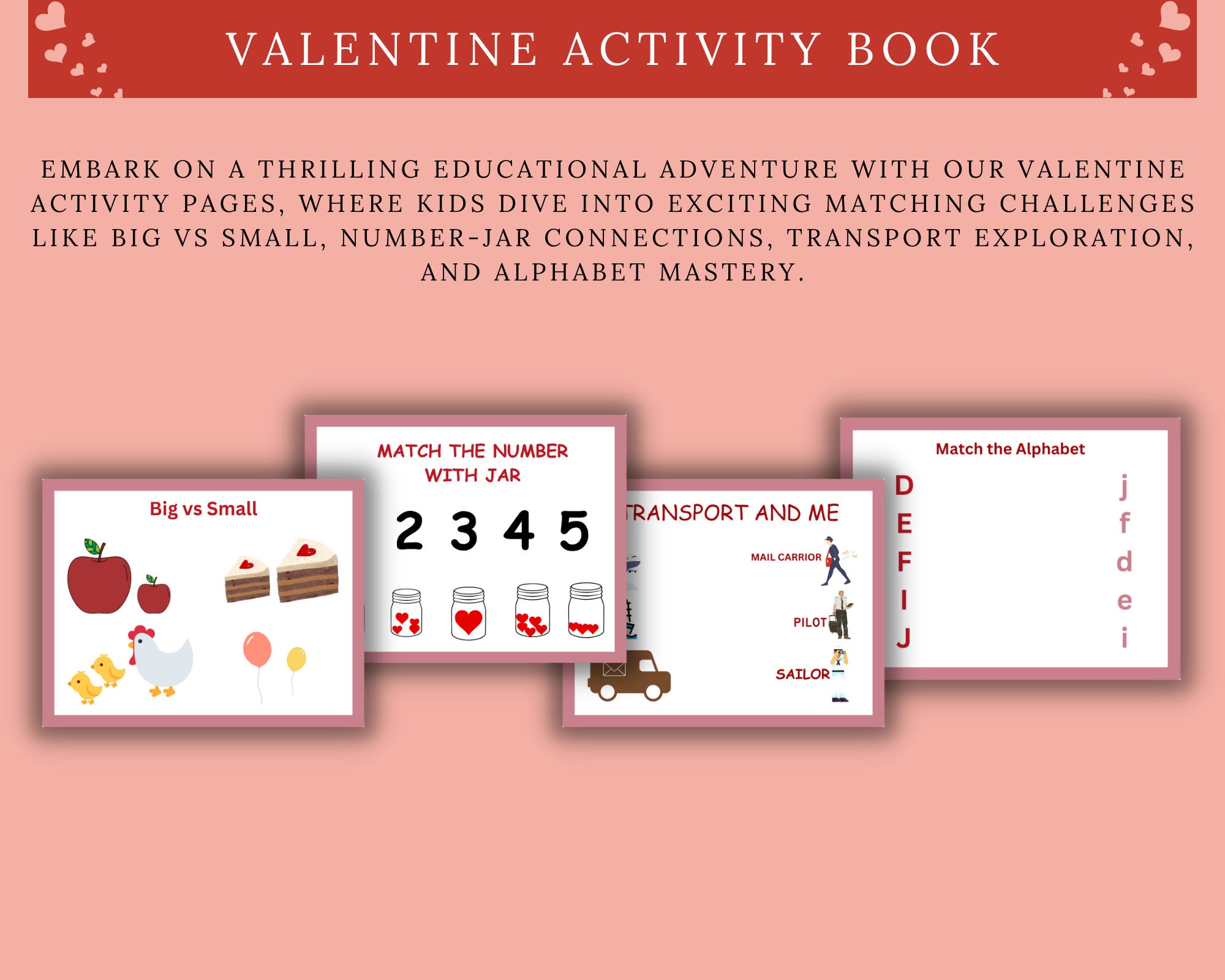 Valentine Kids Activity Book - Editable, 11x8.5 - Big Vs Small, Tracing ...