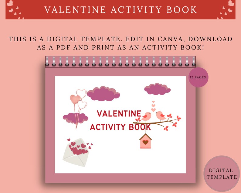 Valentine Kids Activity Book - Editable, 11x8.5 - Big Vs Small, Tracing ...