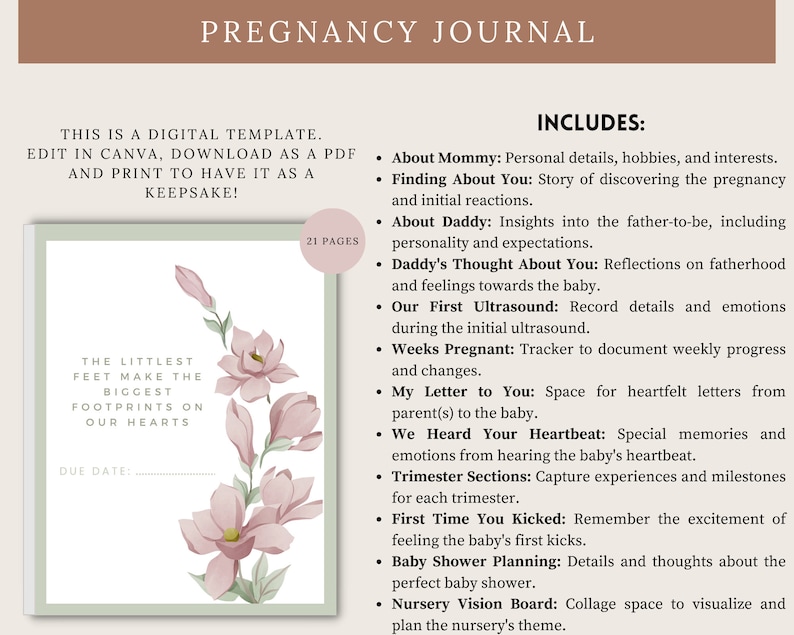 Editable Pregnancy Journal Template Capture Every Precious Moment With ...