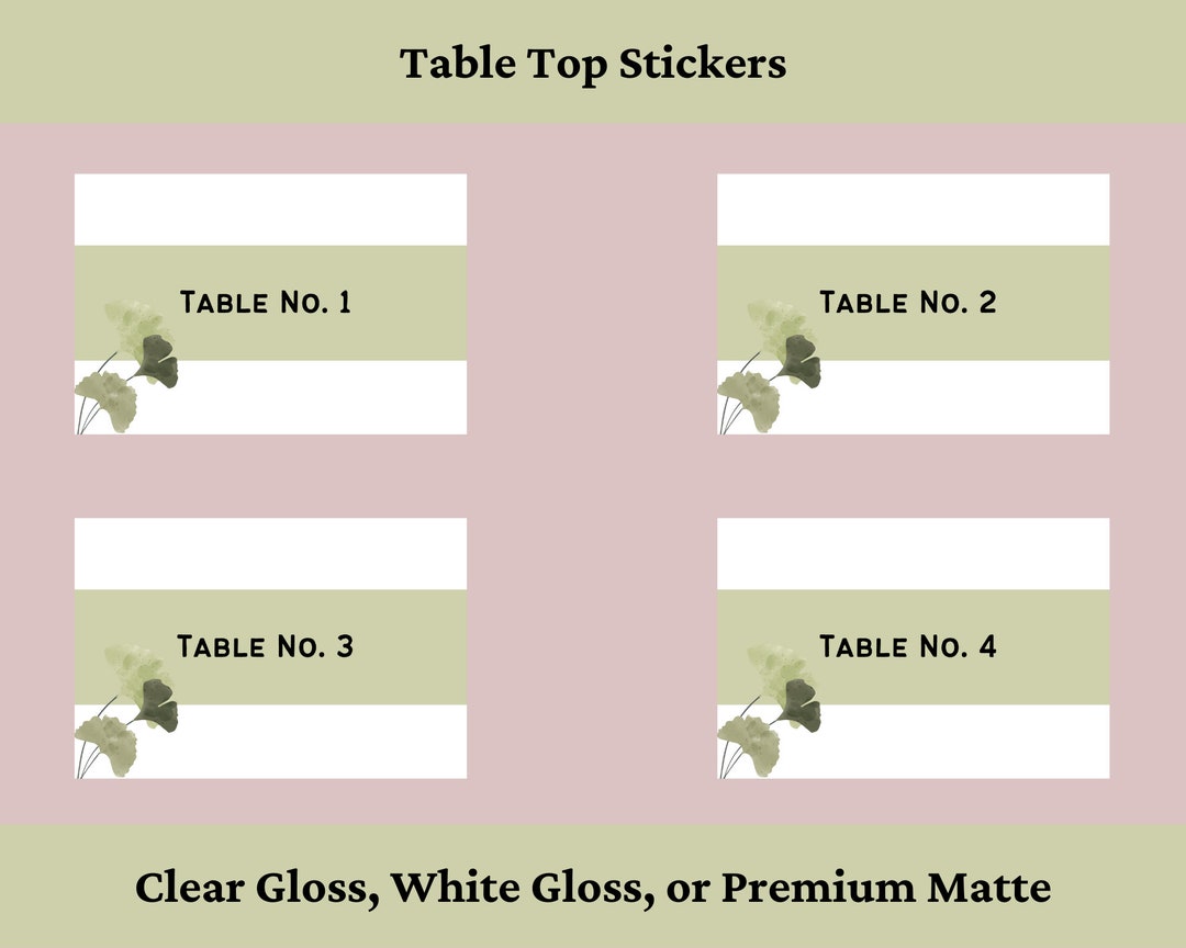 Chic Wedding Table Number Sticker Set | Editable Square Design - 150mm ...