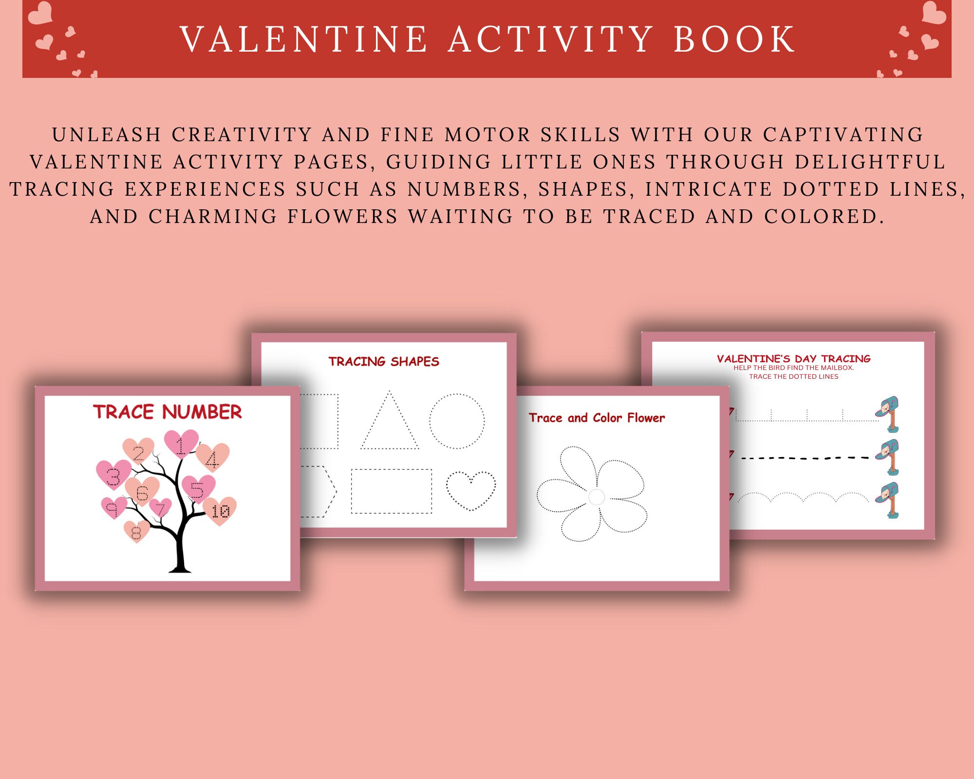 Valentine Kids Activity Book Editable, 11x8.5 Big Vs Small, Tracing ...