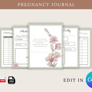 Editable Pregnancy Journal Template: 21 Customizable Pages (canva) - Etsy