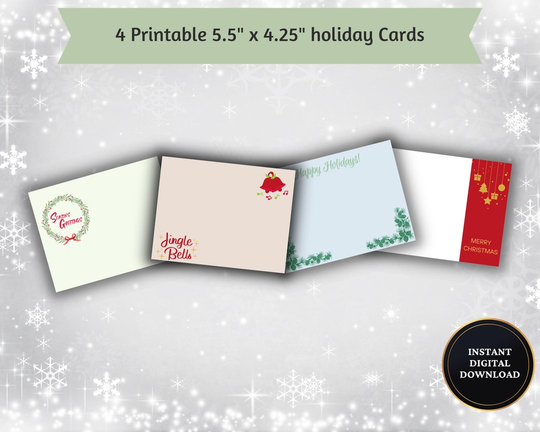 Holiday Note Card Bundle: Set of 4 Festive Greeting Cards - Seasons ...
