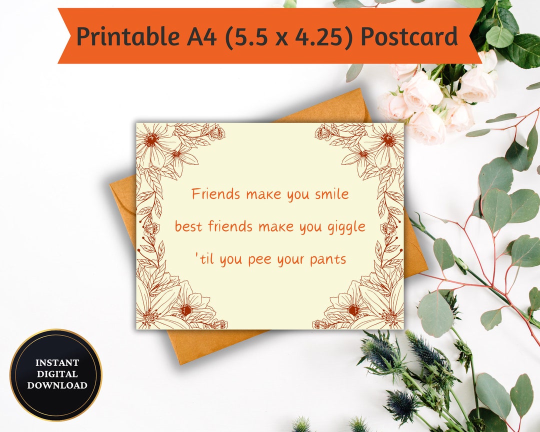 Best Friends Postcard | Digital Download | 5.5 X 4.25 Inches ...