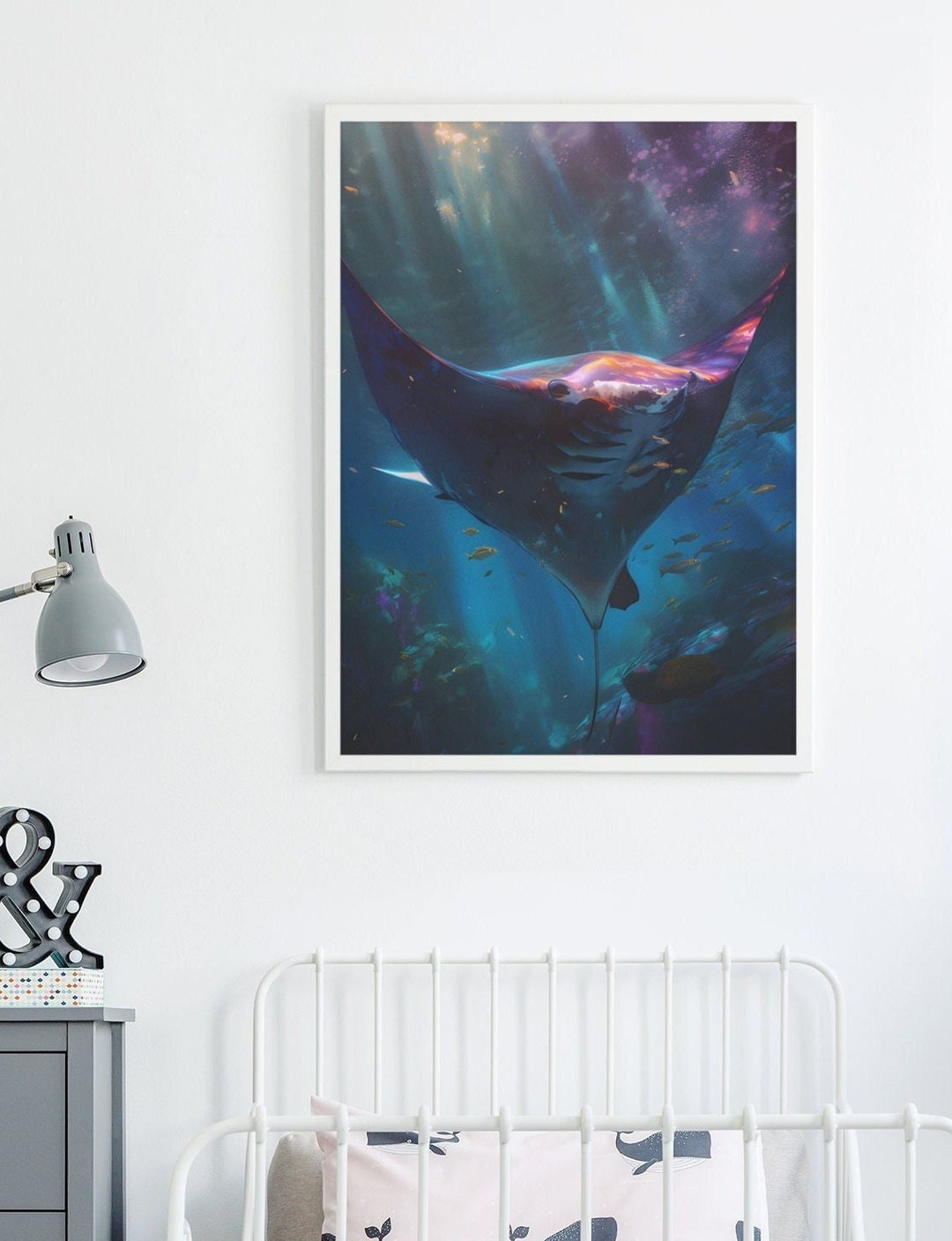 Manta Ray Wall Art, Digital Wall Art, Kids Room Wall Art, Art Digital ...