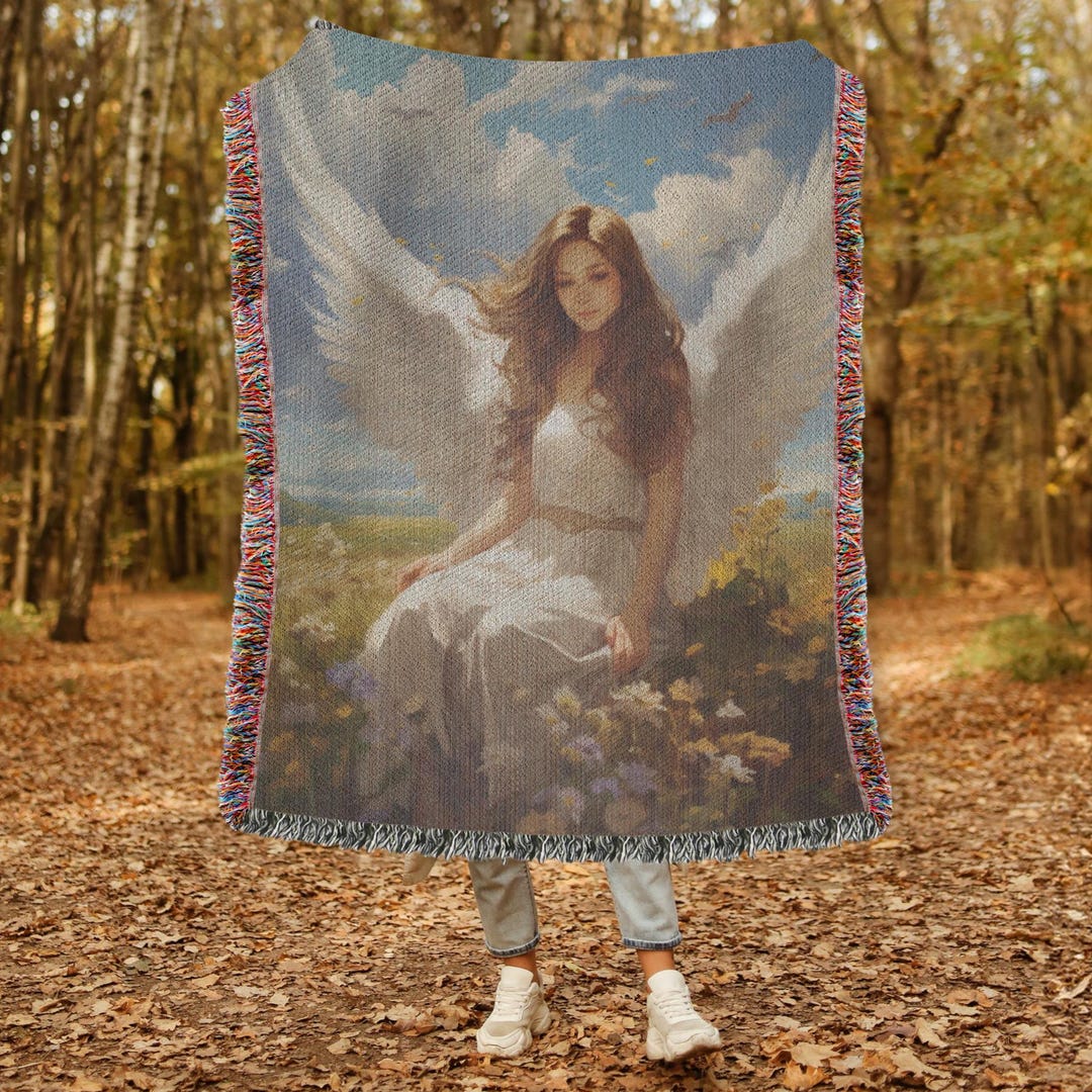 Angel Woven Blanket Heavenly Decorative Wall Tapestry Angelic Home ...