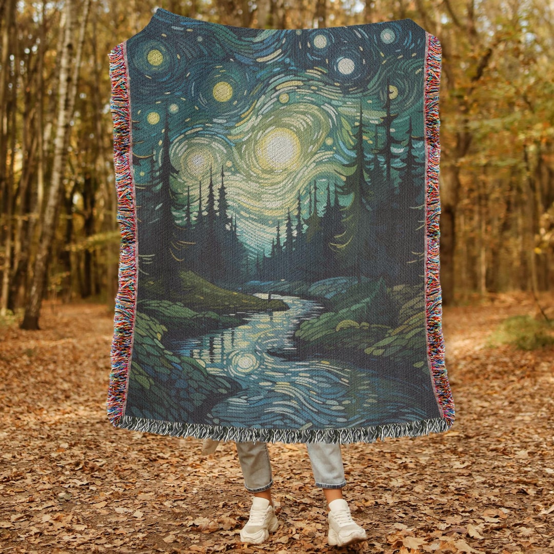 Magical Forest Woodlands Woven Blanket Forest Woven Tapestry Nature ...