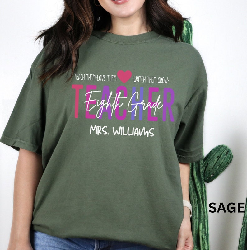 Custom 8th Grade Teacher Shirt, Teacher Shirt, Personalized Teacher ...