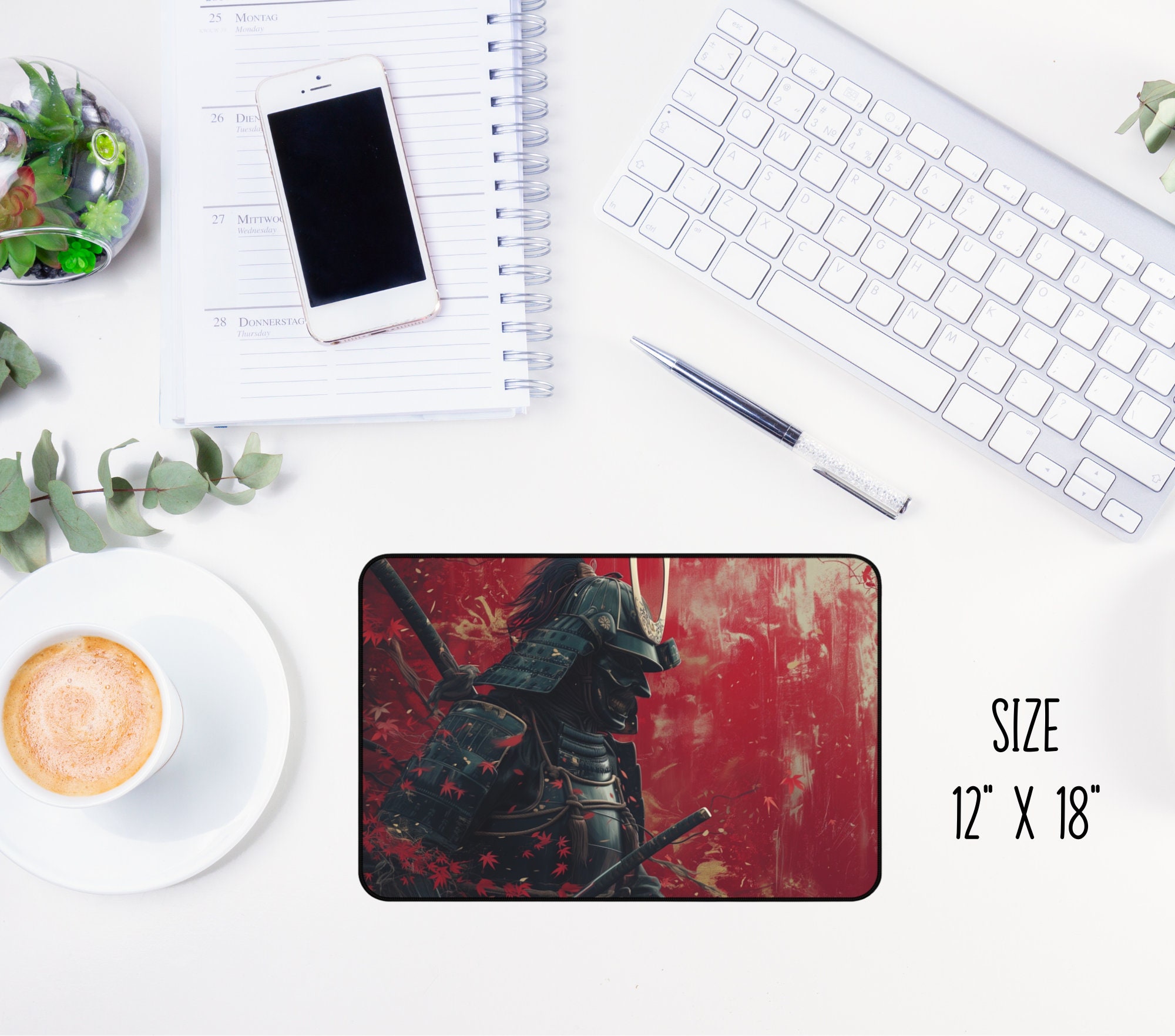 Samurai-inspired Desk Mat , Japanese Art Decor, 3 Sizes, Samurai Armor ...