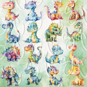 Watercolor Dinosaur Clipart Dinosaur Illustrations Digital Download ...