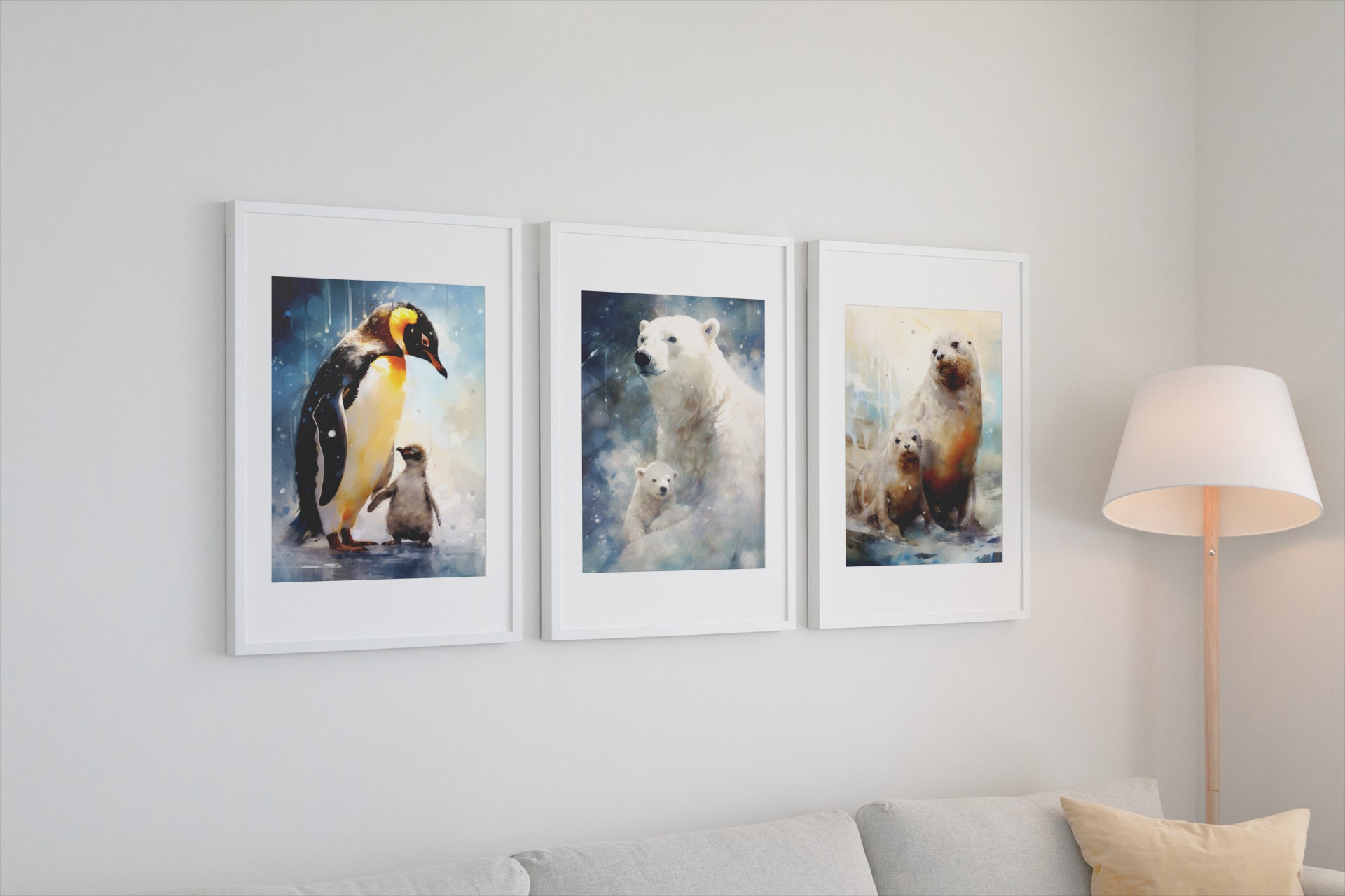 Arctic Animals Watercolor Wall Art Set of 3 Penguins Polar - Etsy