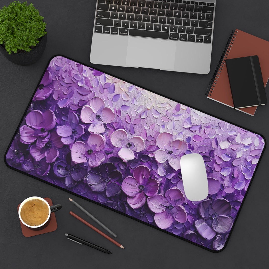 Purple Violets Cake Frosting Desk Mat , Desk Accessories, Gift for Mom ...