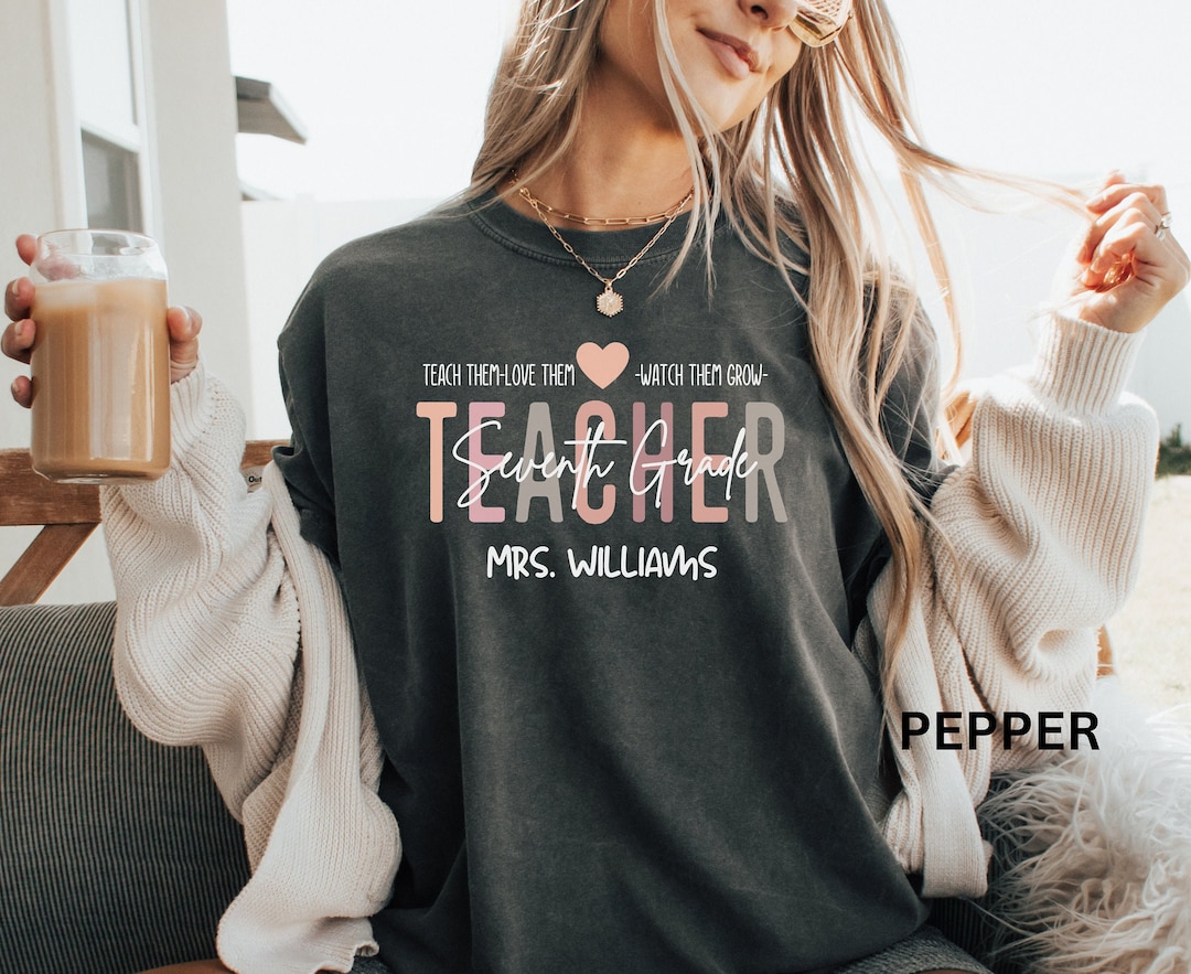Custom 7th Grade Teacher Shirt, Teacher Shirt, Personalized Teacher ...