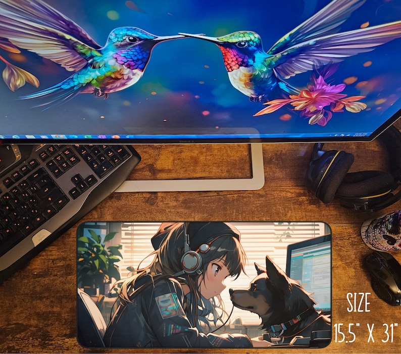 Anime Desk Mat, Anime Girl Desk Mat, Gamer Girl Desk Pad, Anime Mouse ...