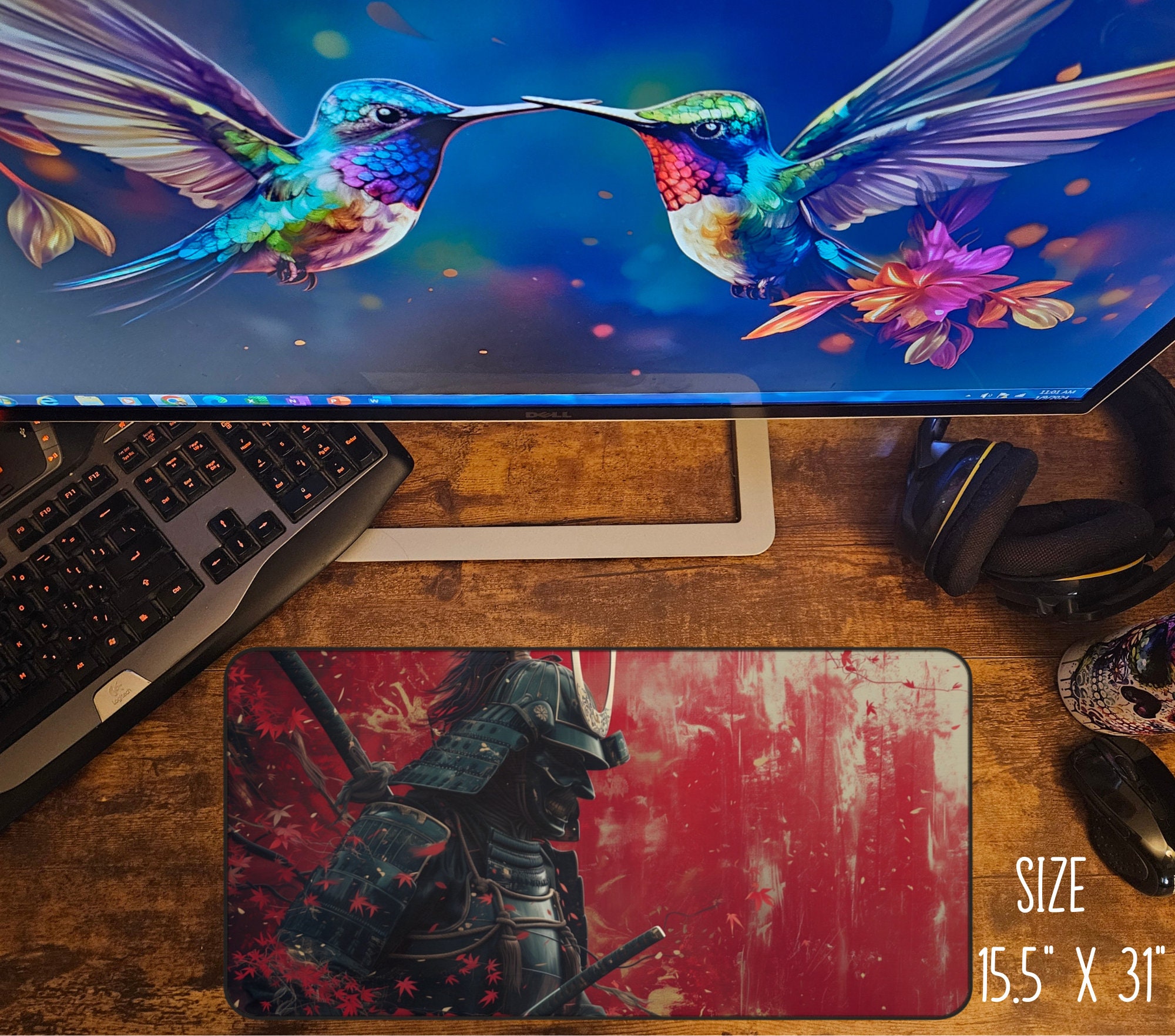 Samurai-inspired Desk Mat , Japanese Art Decor, 3 Sizes, Samurai Armor ...