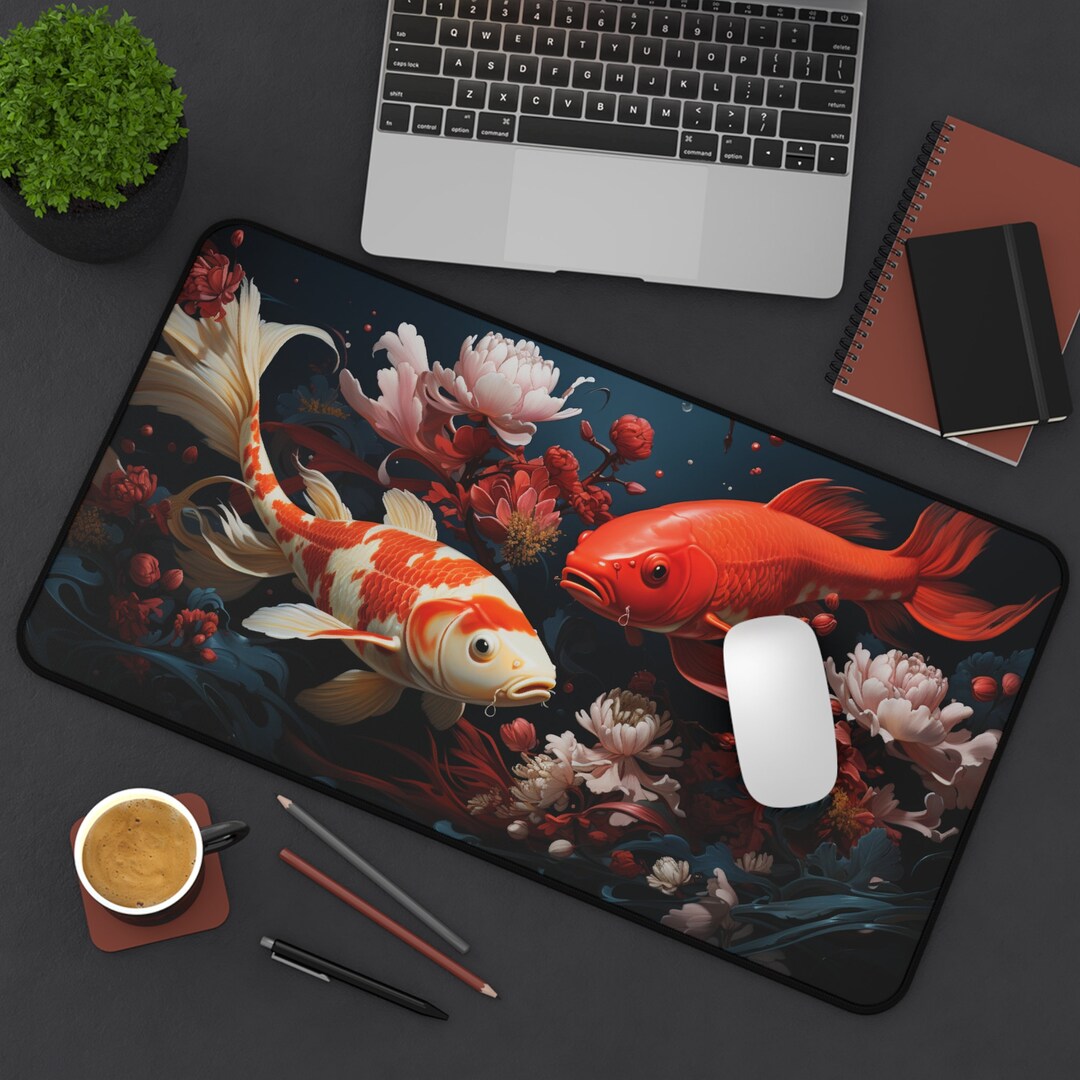 Japanese Koi Fish Desk Mat , Japanese Art Decor, 3 Sizes, Koi Fish ...