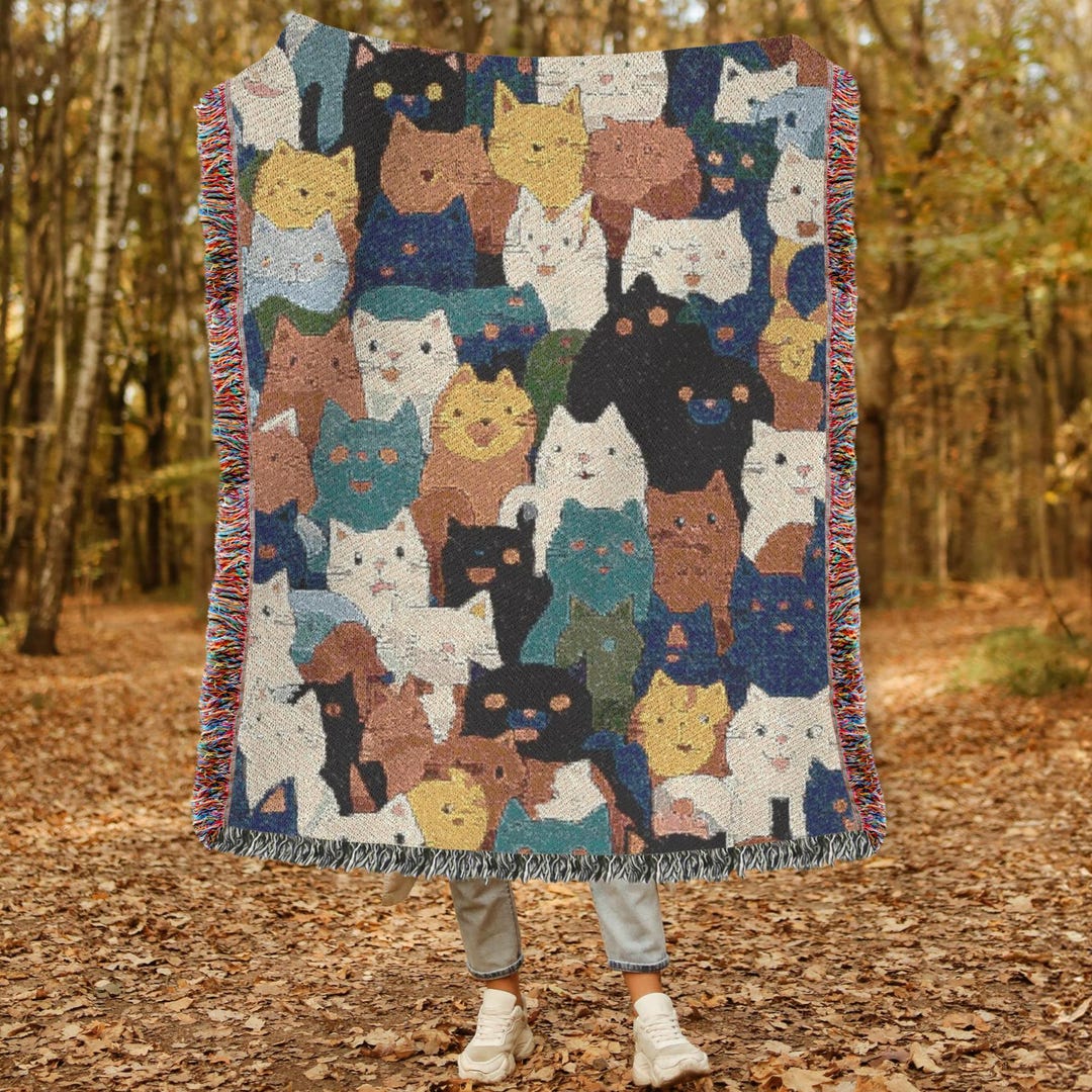 Cat Lover Woven Blanket Cat Tapestry Cat Themed Gift Cozy Woven Throw ...