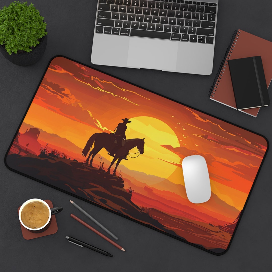 Cowboy Sunset Western Desk Mat, Western Mouse Pad, Western Cowboy Décor ...