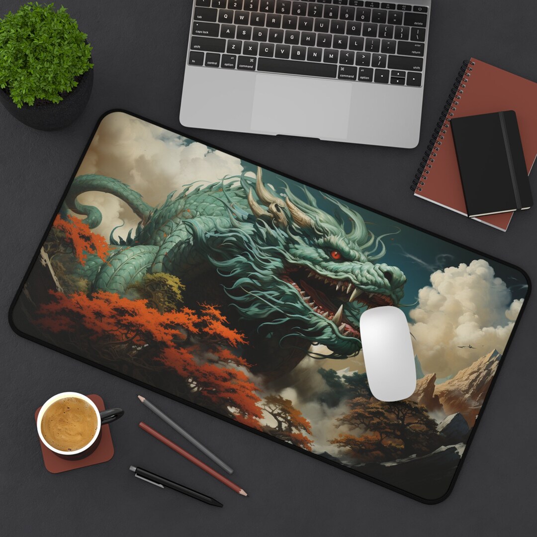 Japanese Dragon Desk Mat , Japanese Art Decor, 3 Sizes, Jade Dragon ...