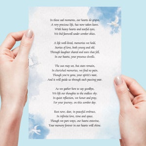 Uplifting Funeral Poem, Short Poems for Funerals, Memorial Poems to ...