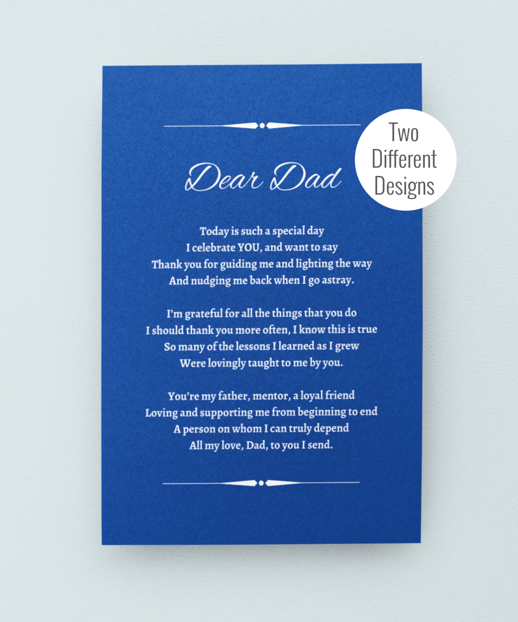 Father Poem Printable Birthday Card, Dad Poem, Happy Birthday Dad ...