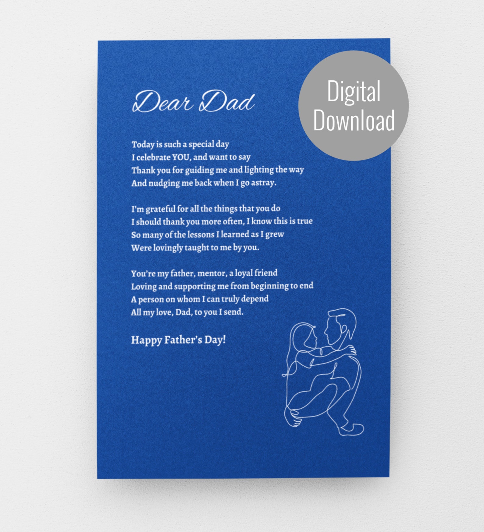 Father's Day Poem Printable Card, Father's Day Quote Card With Message ...