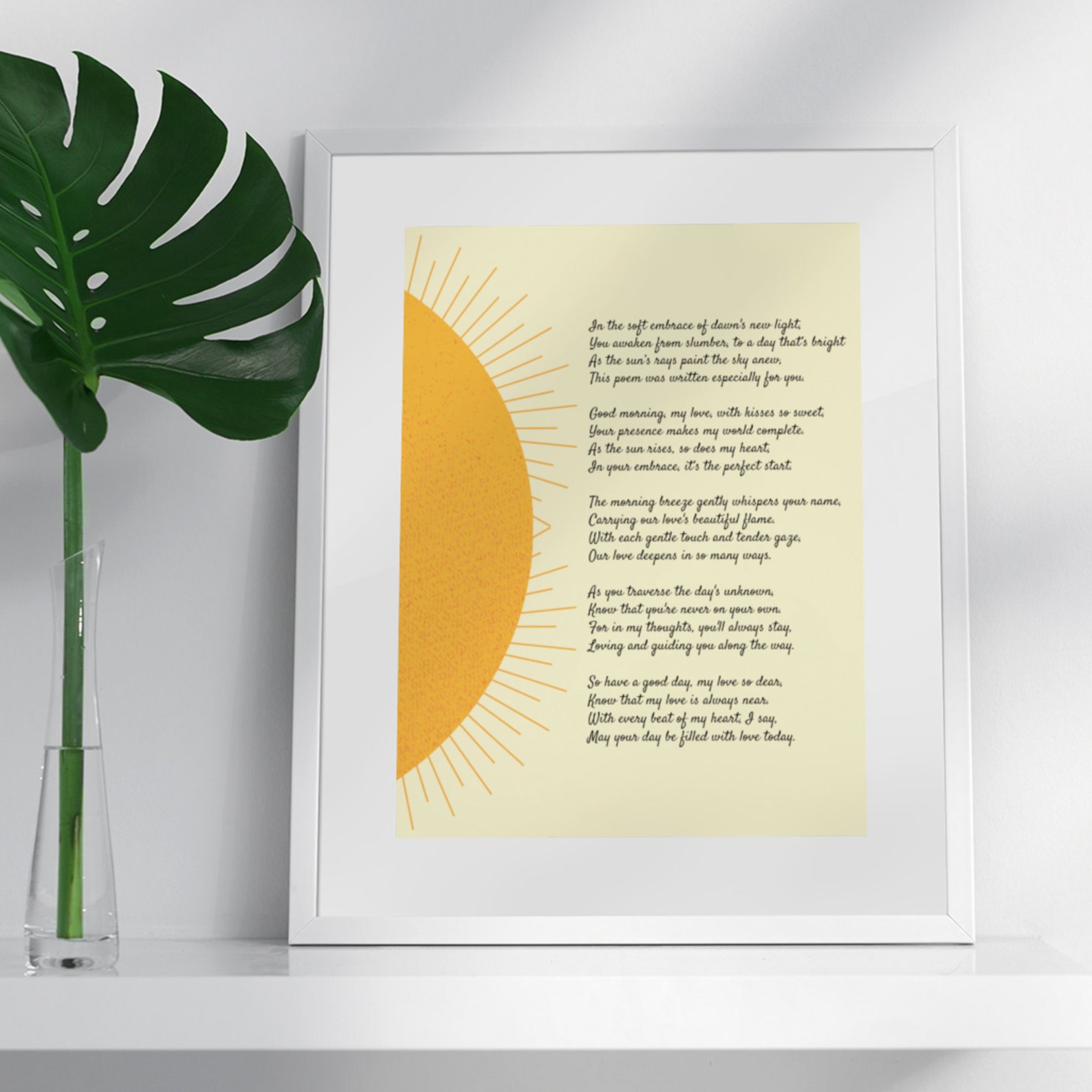 Good Morning Poem Poster Art for Her or Him, Good Morning Love Poetry ...