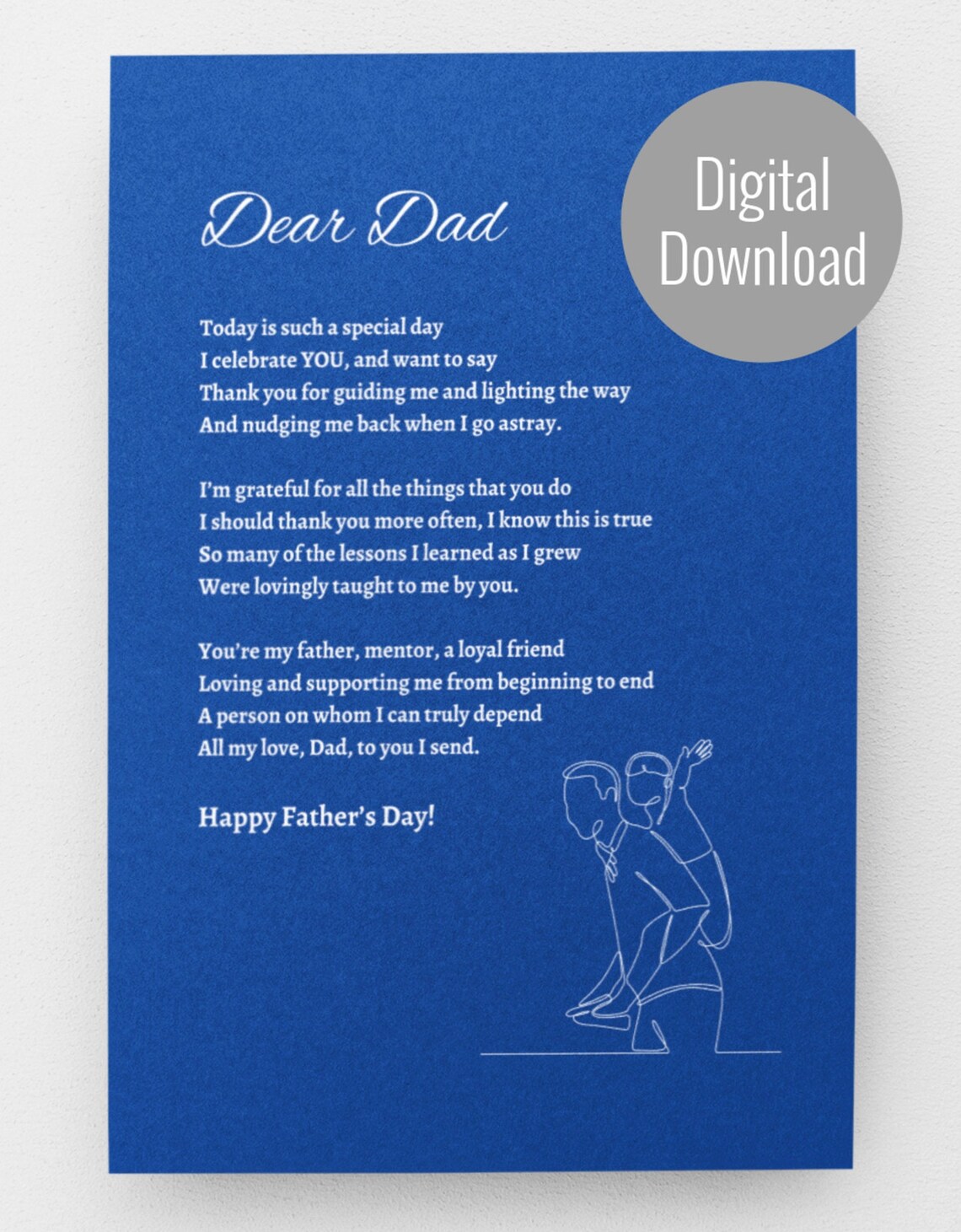 Original Father's Day Poem Printable Card, Poem for Dad Digital ...