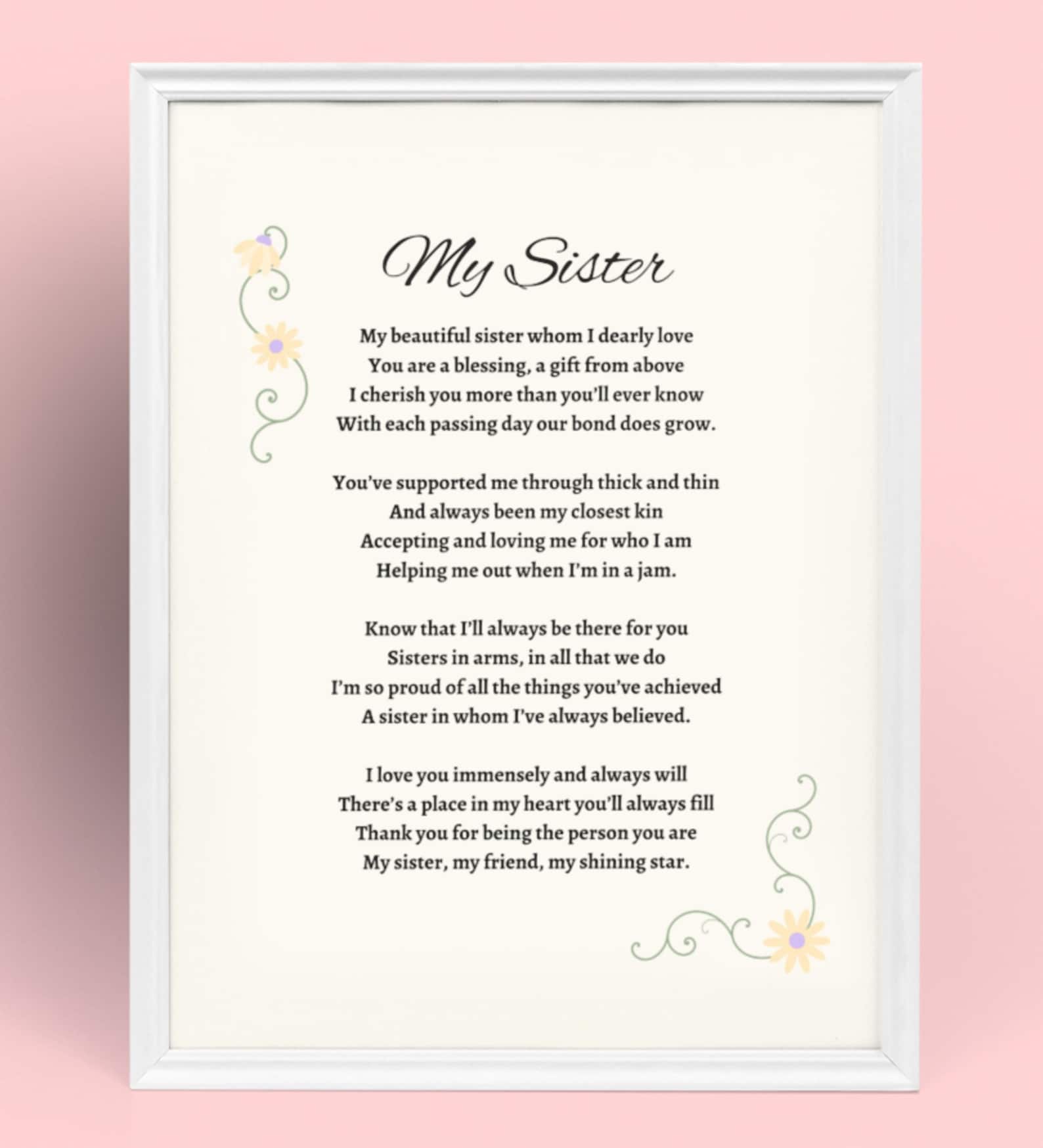 Sister Poem Art Print, Birthday Gift for Sister (digital Download) - Etsy