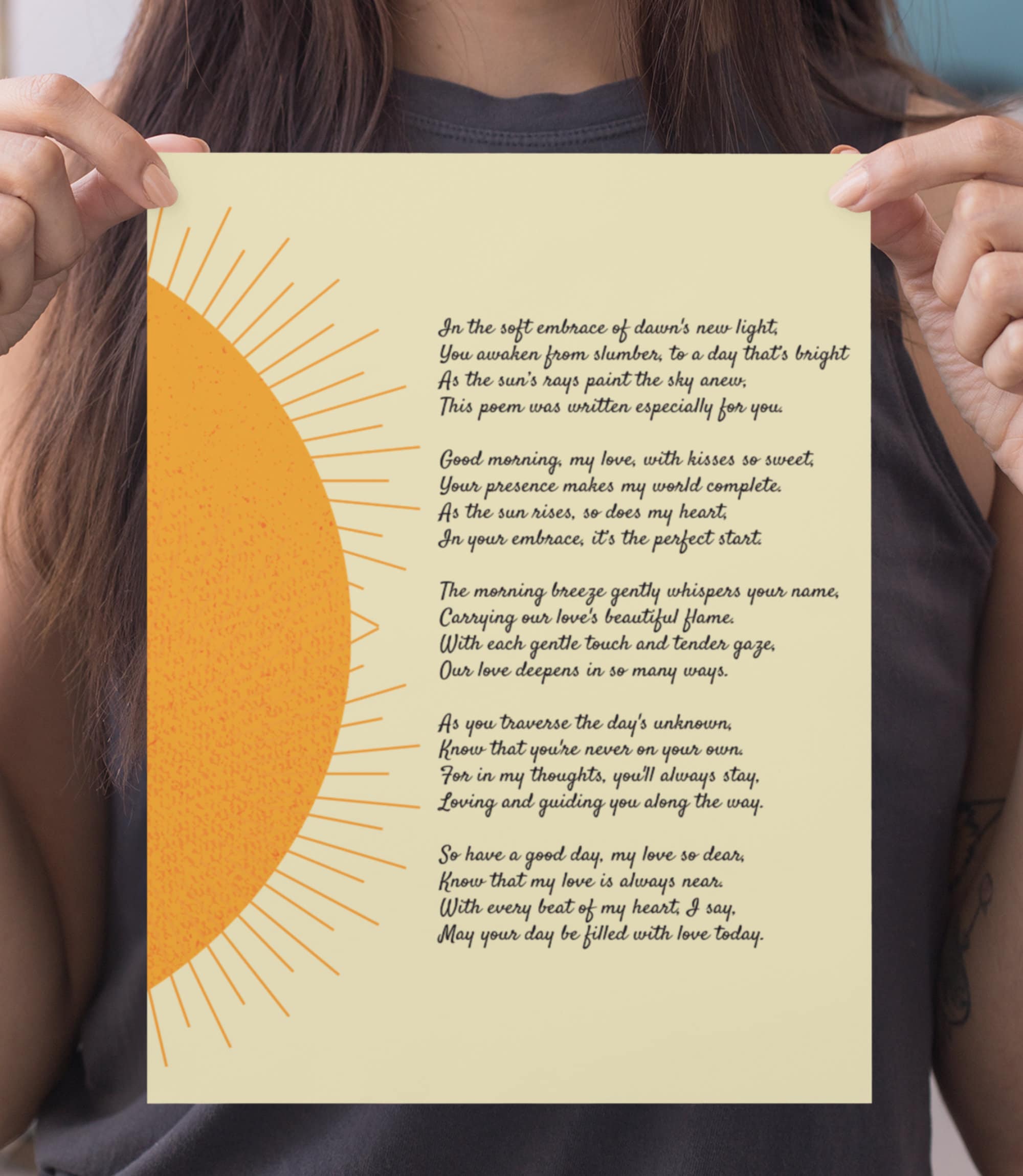 Good Morning Poem Poster Art for Her or Him, Good Morning Love Poetry ...